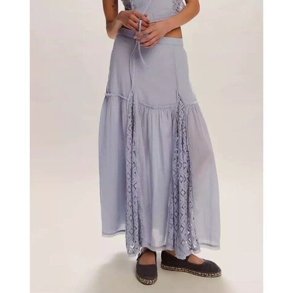 Free People | Skirts | Free People Freeest Aimee Maxi Skirt Sheer Lace ...